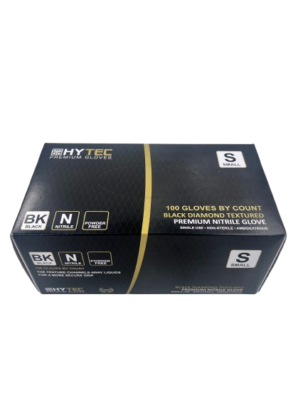 Hytec Black Textured Nitrile Gloves, Powder Free – Core Hygiene