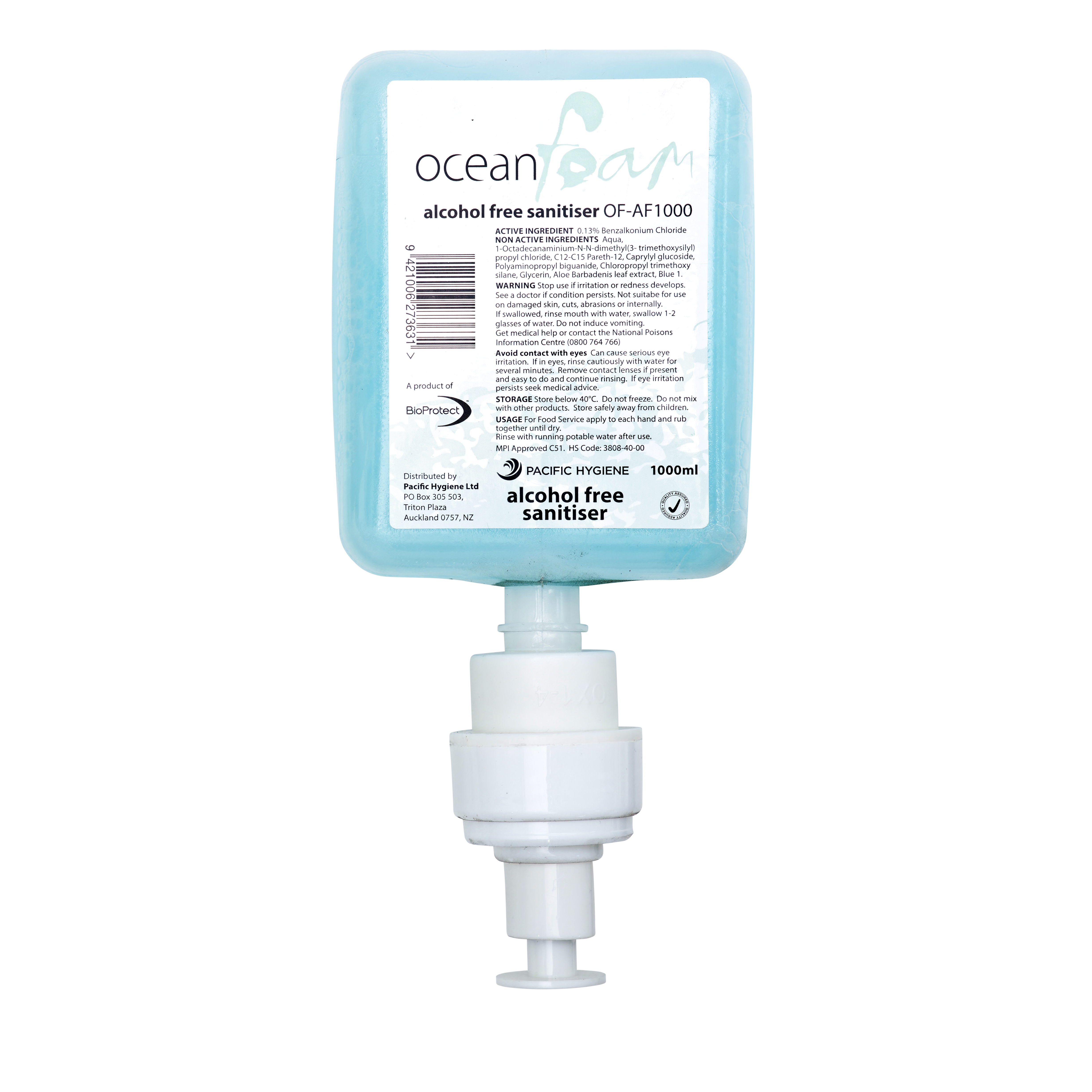 Ocean Foam Alcohol Free Hand Sanitiser 1000ml – Core Hygiene